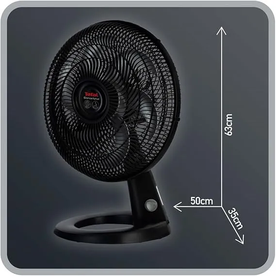 Tefal, Silence Force Desk Fan, 16 Inch, 3 Speeds, Black, VG4110EE - MASPAY
